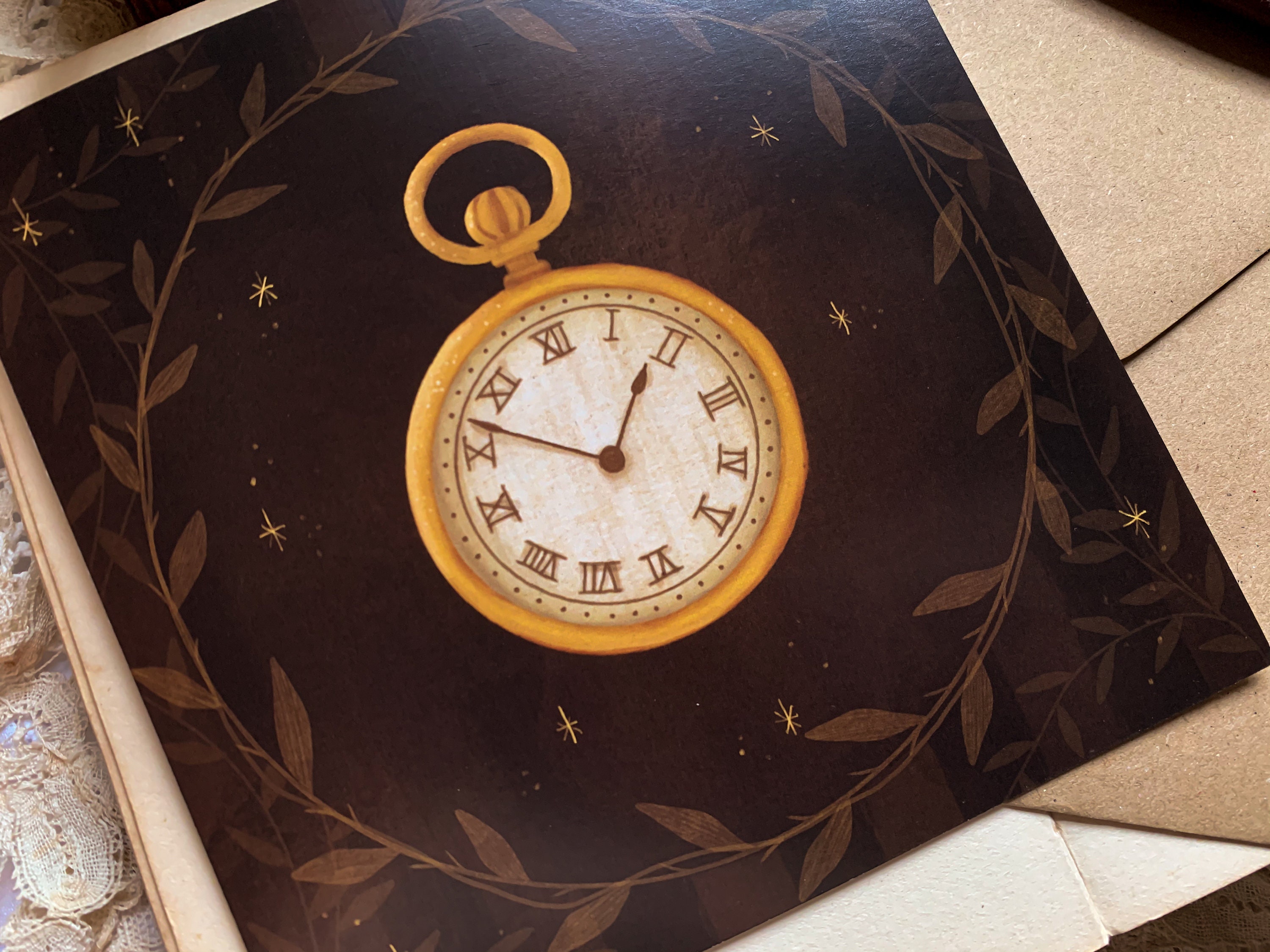 Pocket Watch Greeting Card Blank Card Library Card | Etsy