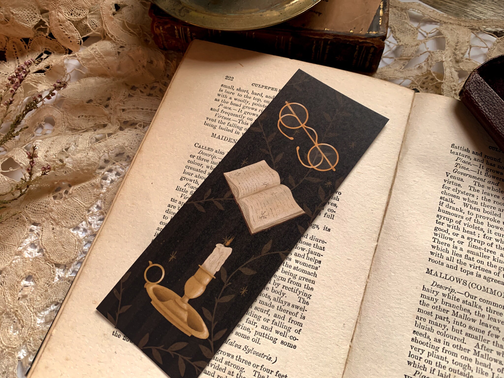 Candlelit Bookmark Library Bookmark Illustrated Bookmark - Etsy
