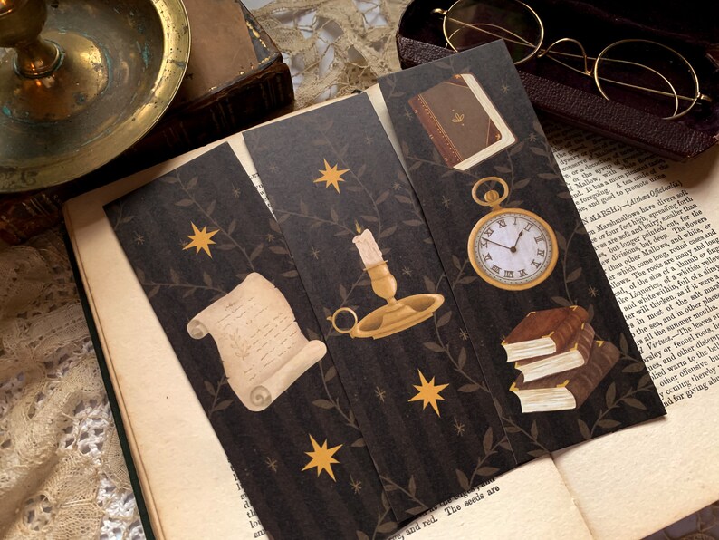 Bookmarks Set of 3 set B Library Bookmarks Illustrated - Etsy UK