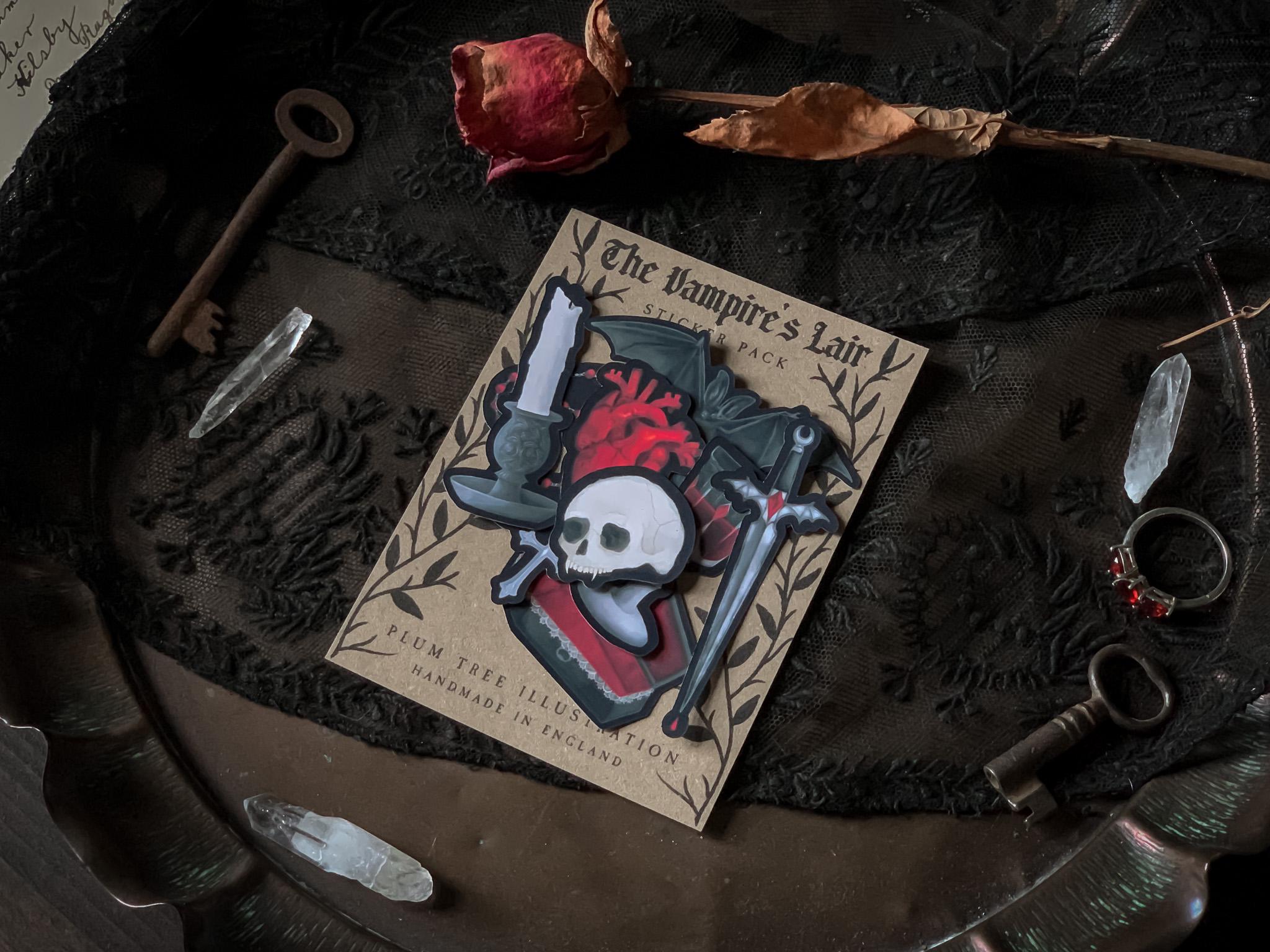 Vampire Sticker Pack | Gothic, Goth, Halloween, Skull, Heart, Coffin ...