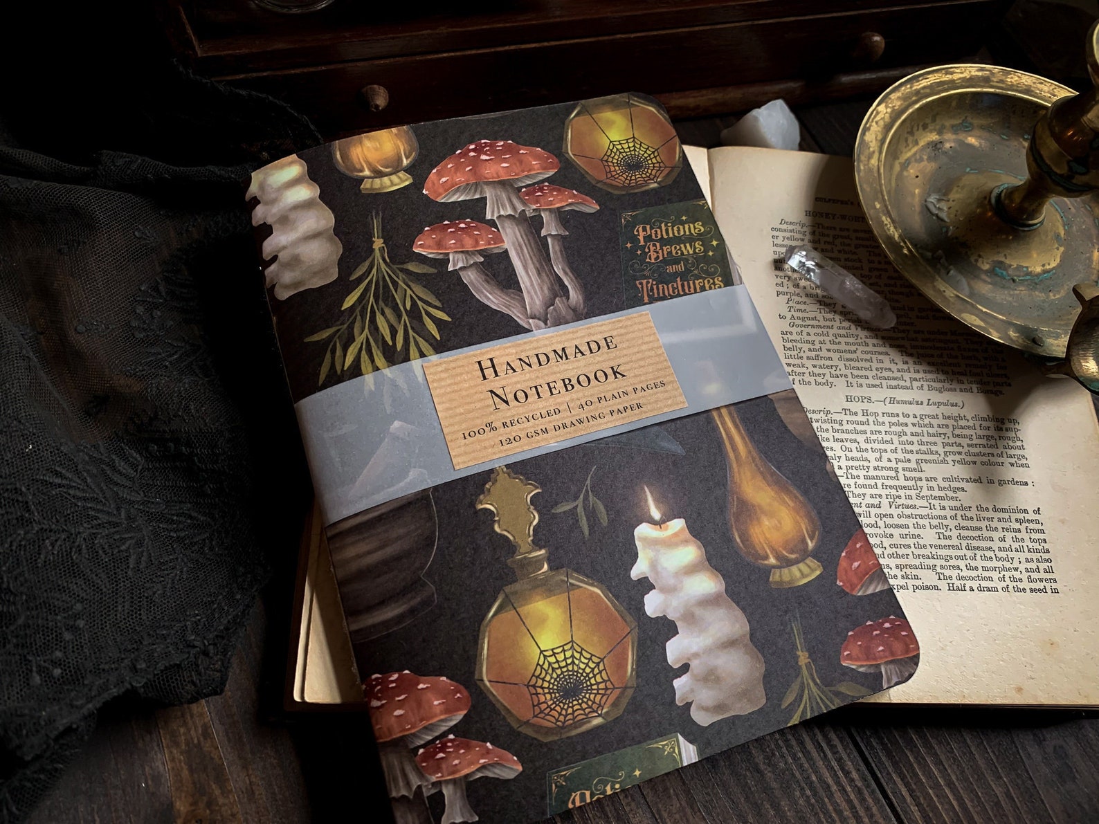 Witchy Apothecary Notebook | A5 Handmade Sketchbook | Dark Academia ...