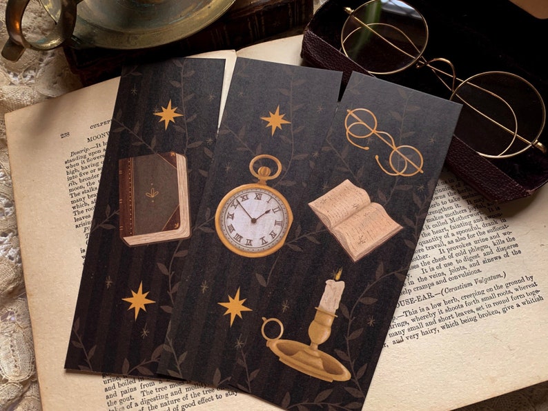 Bookmarks Set of 3 set A Library Bookmarks Illustrated - Etsy