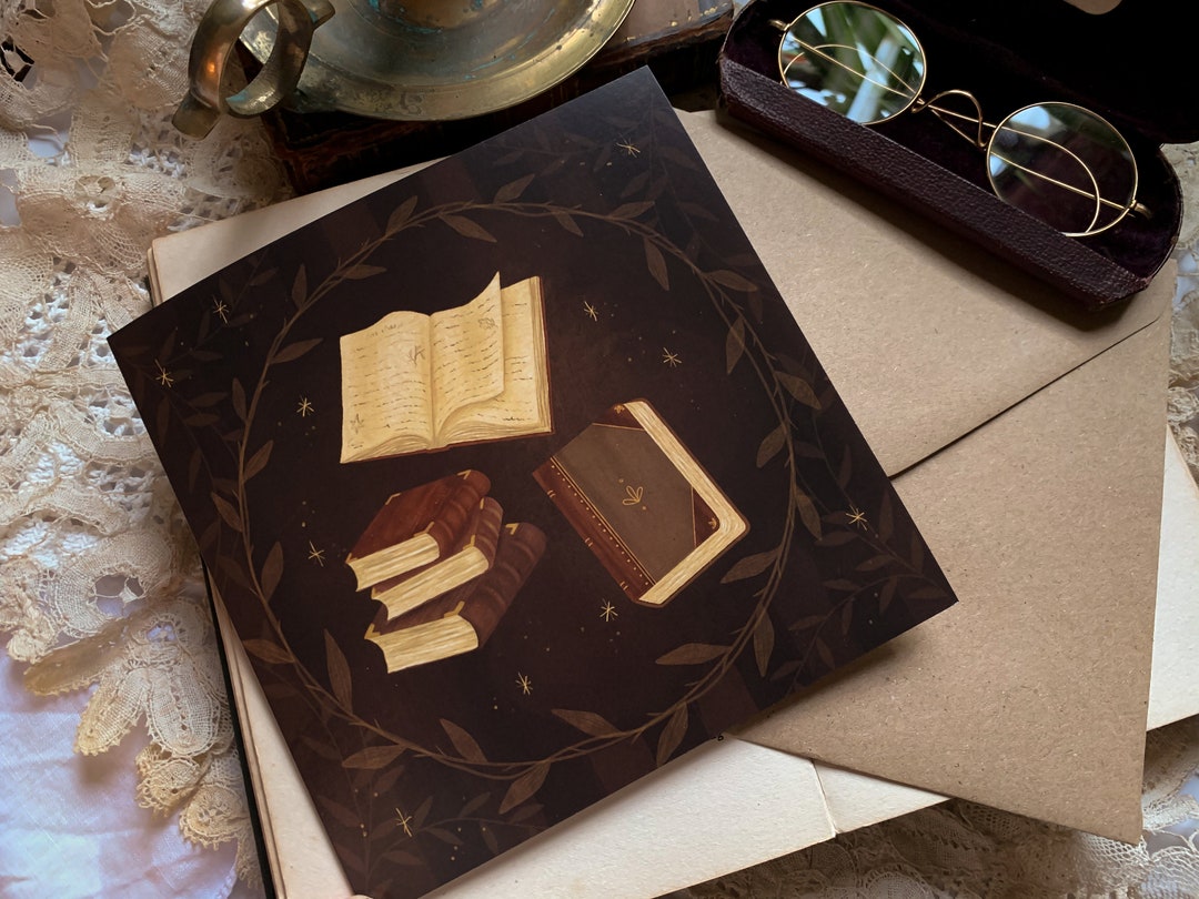 Vintage Books Greeting Card - Blank Card | Library Card | Vintage Card ...