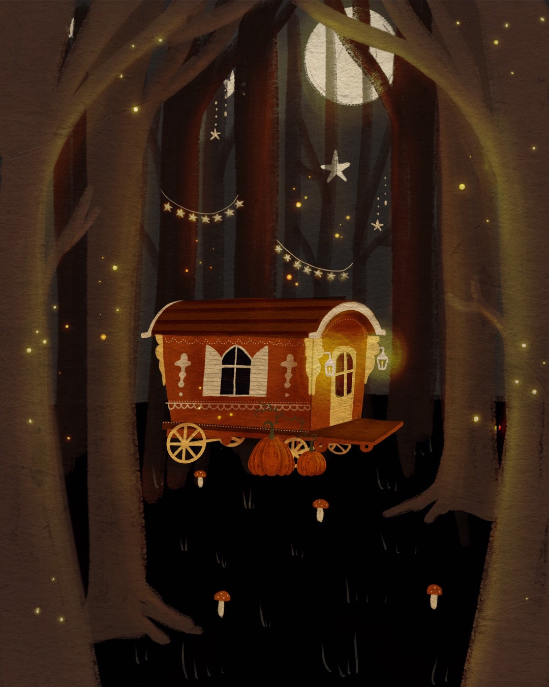 Magical Caravan Illustration Print - Matte Art Print, A5, A6 - Etsy