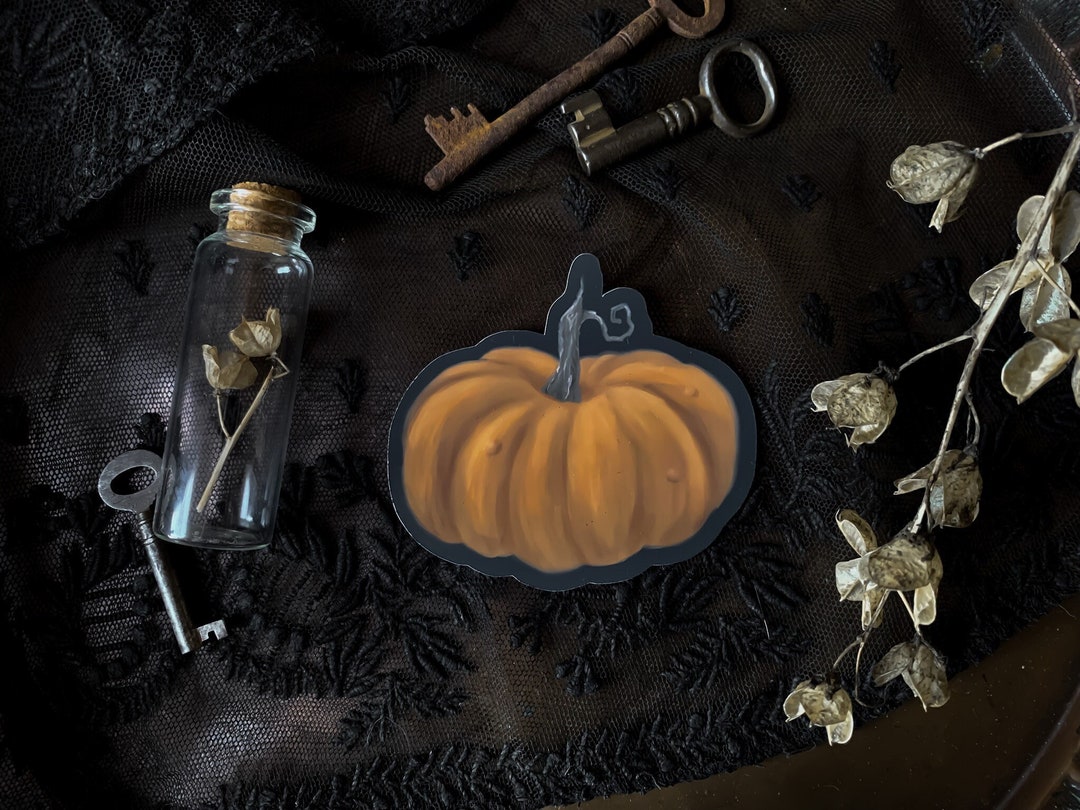 Pumpkin Vinyl Sticker, Harvest Witch, Gothic, Witchy, Halloween, Folk ...