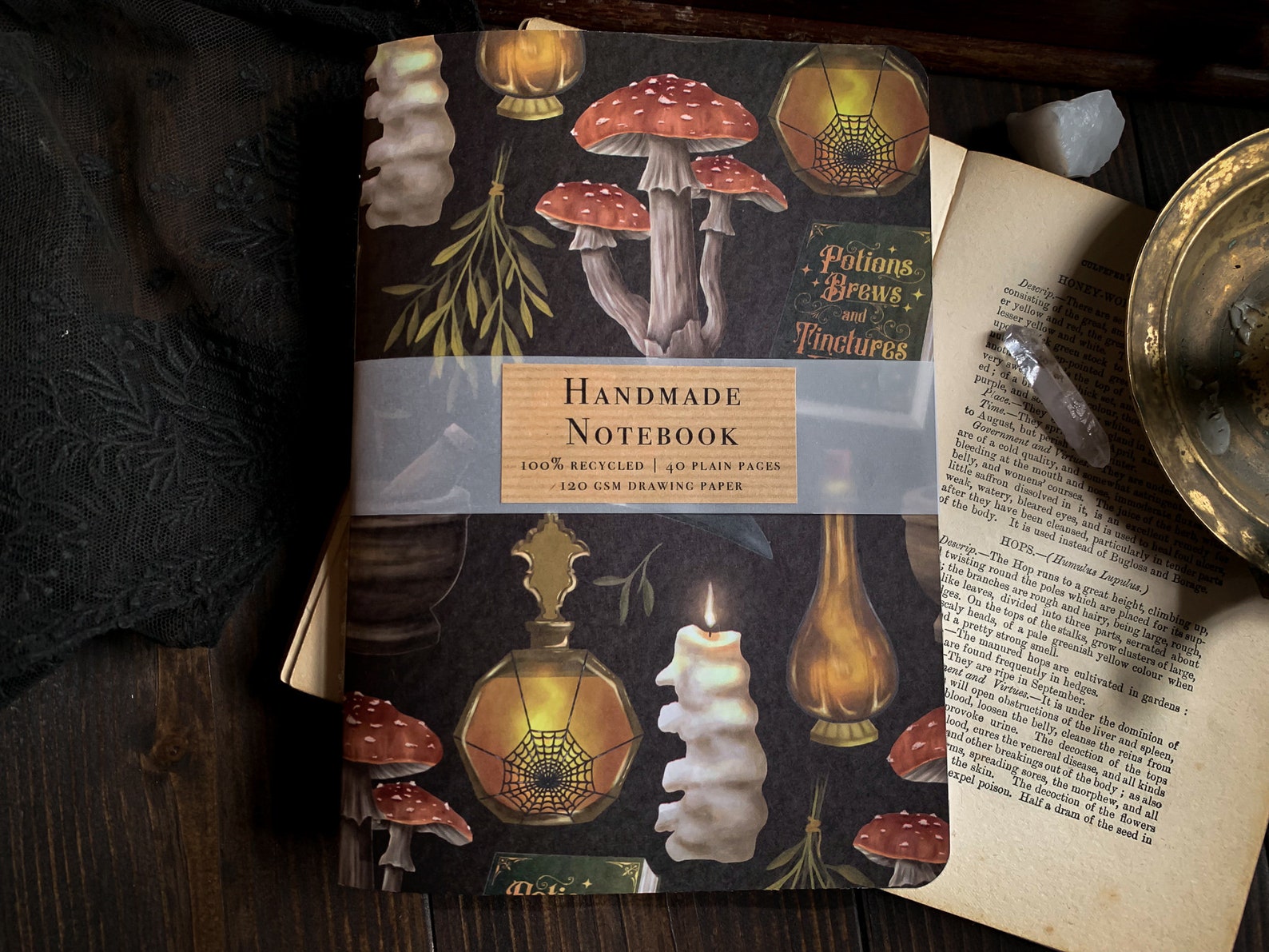 Witchy Apothecary Notebook | A5 Handmade Sketchbook | Dark Academia ...