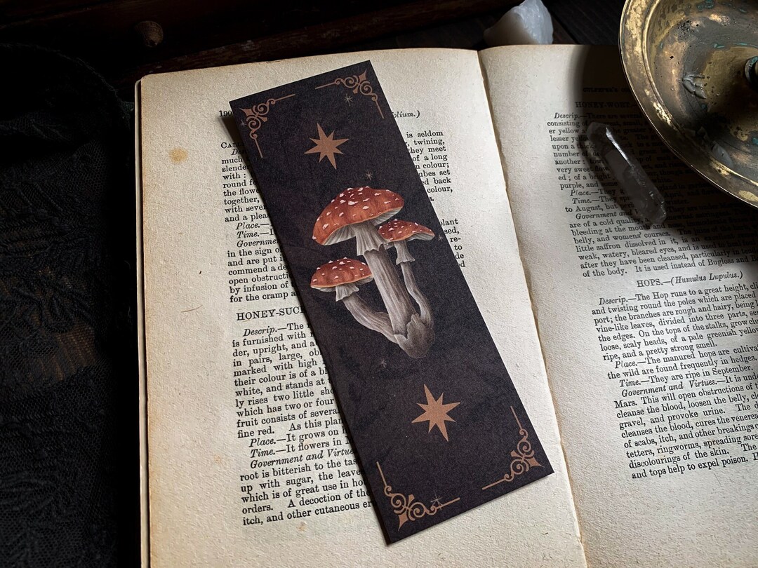 Mushrooms Bookmark | Dark Academia Bookmarks | Spooky | Recycled ...