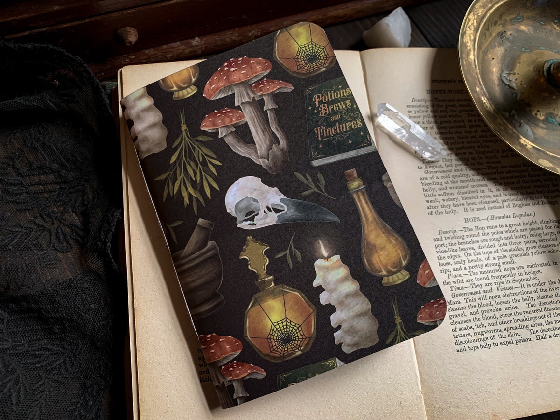 Witchy Apothecary Notebook A6 Handmade Sketchbook Dark - Etsy