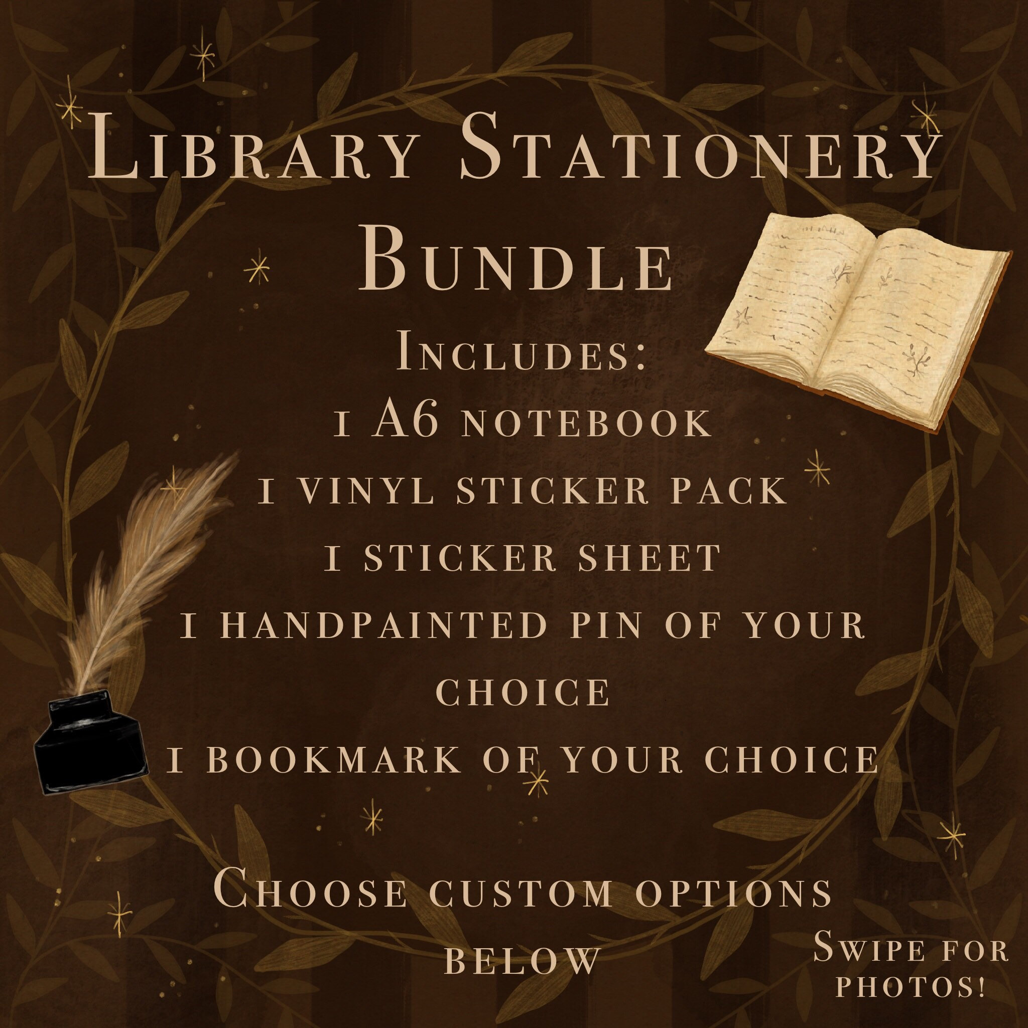 Library Bundle Magical Stationery Set Dark Academia - Etsy UK