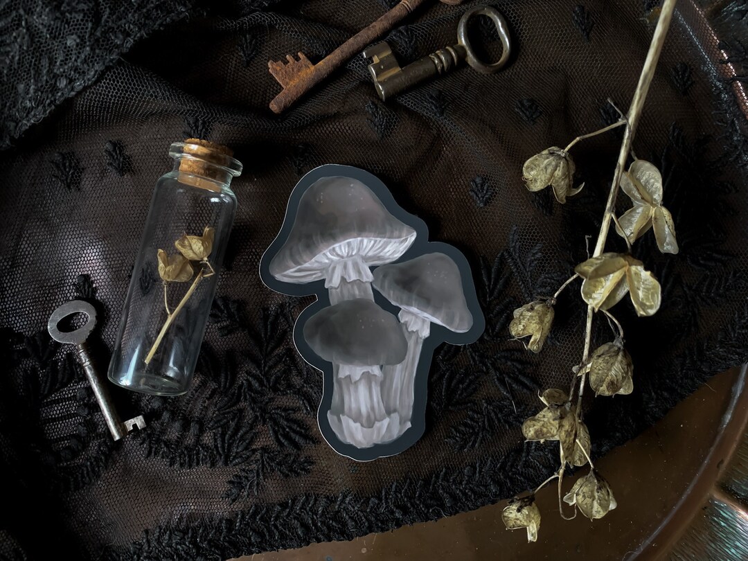 Mushroom Vinyl Sticker, Harvest Witch, Gothic, Witchy, Halloween, Folk ...