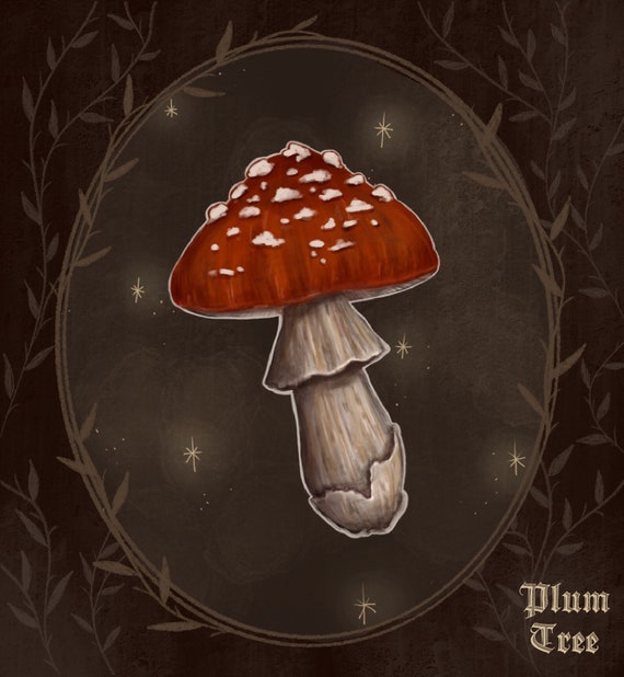 Autumn Mushroom Art Print Gothic art print Halloween art | Etsy