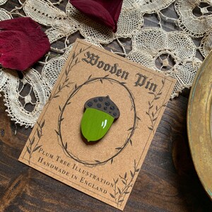 Wooden Acorn Pin - Autumn Pin | Handmade Pin | Nature Pin ...