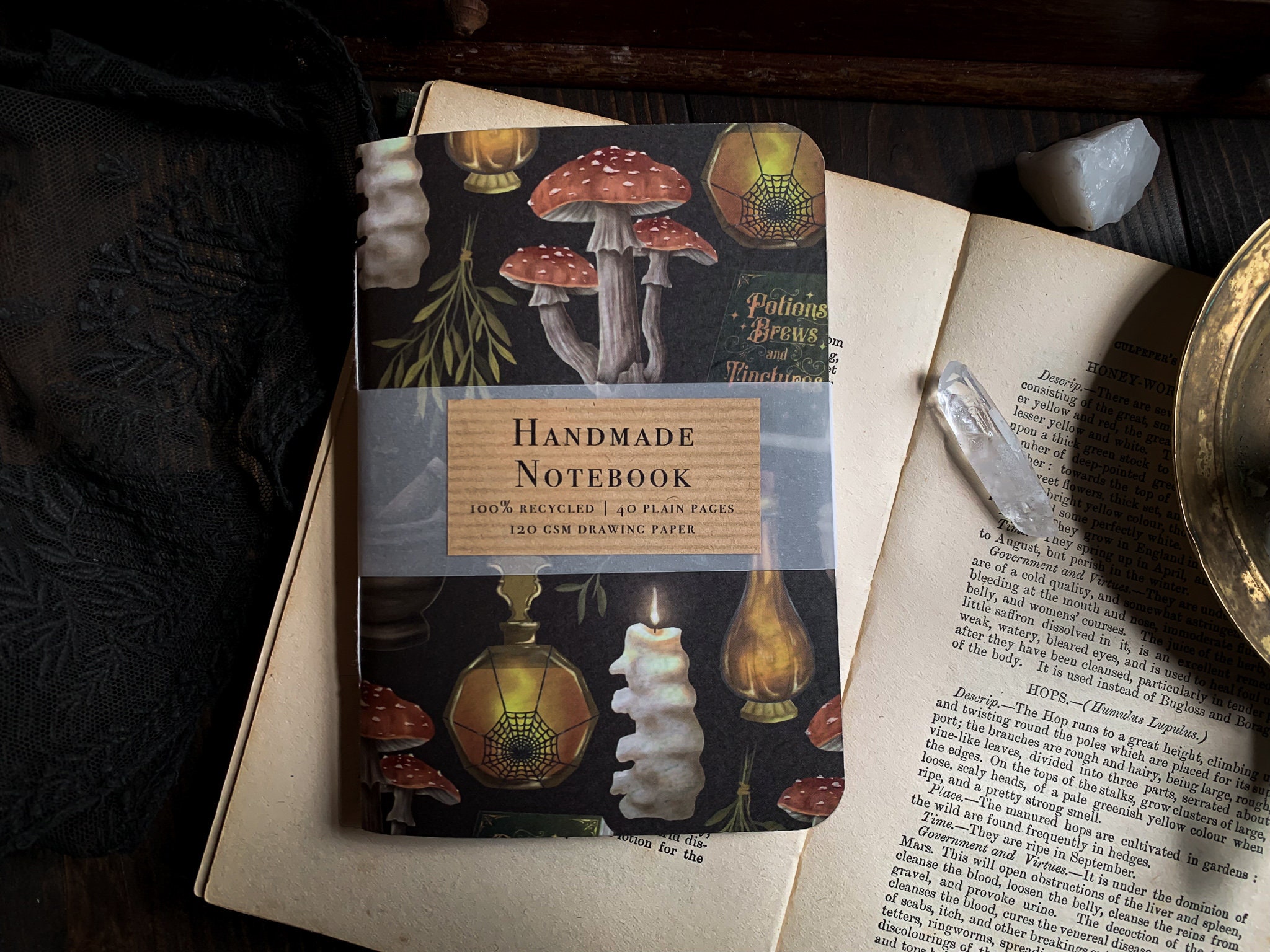 Witchy Apothecary Notebook A6 Handmade Sketchbook Dark - Etsy