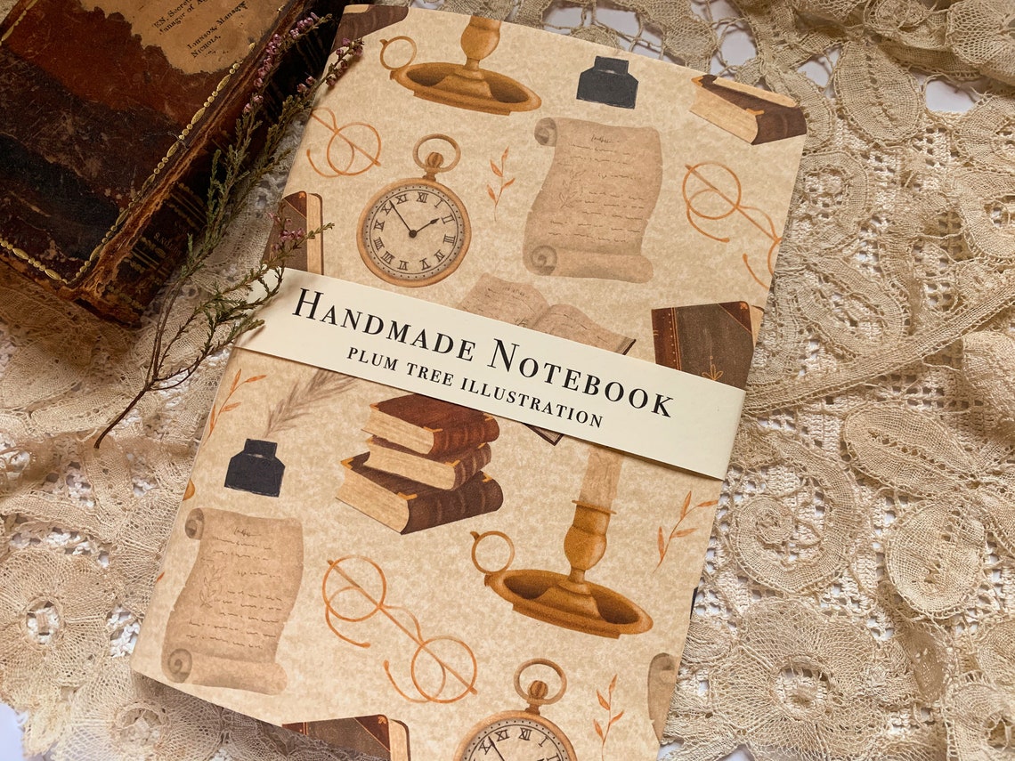 Library Notebook | A5 Handmade Sketchbook | Dark Academia Notebook ...