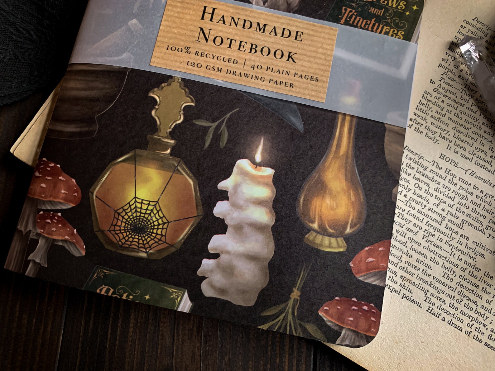 Witchy Apothecary Notebook A5 Handmade Sketchbook Dark Academia ...