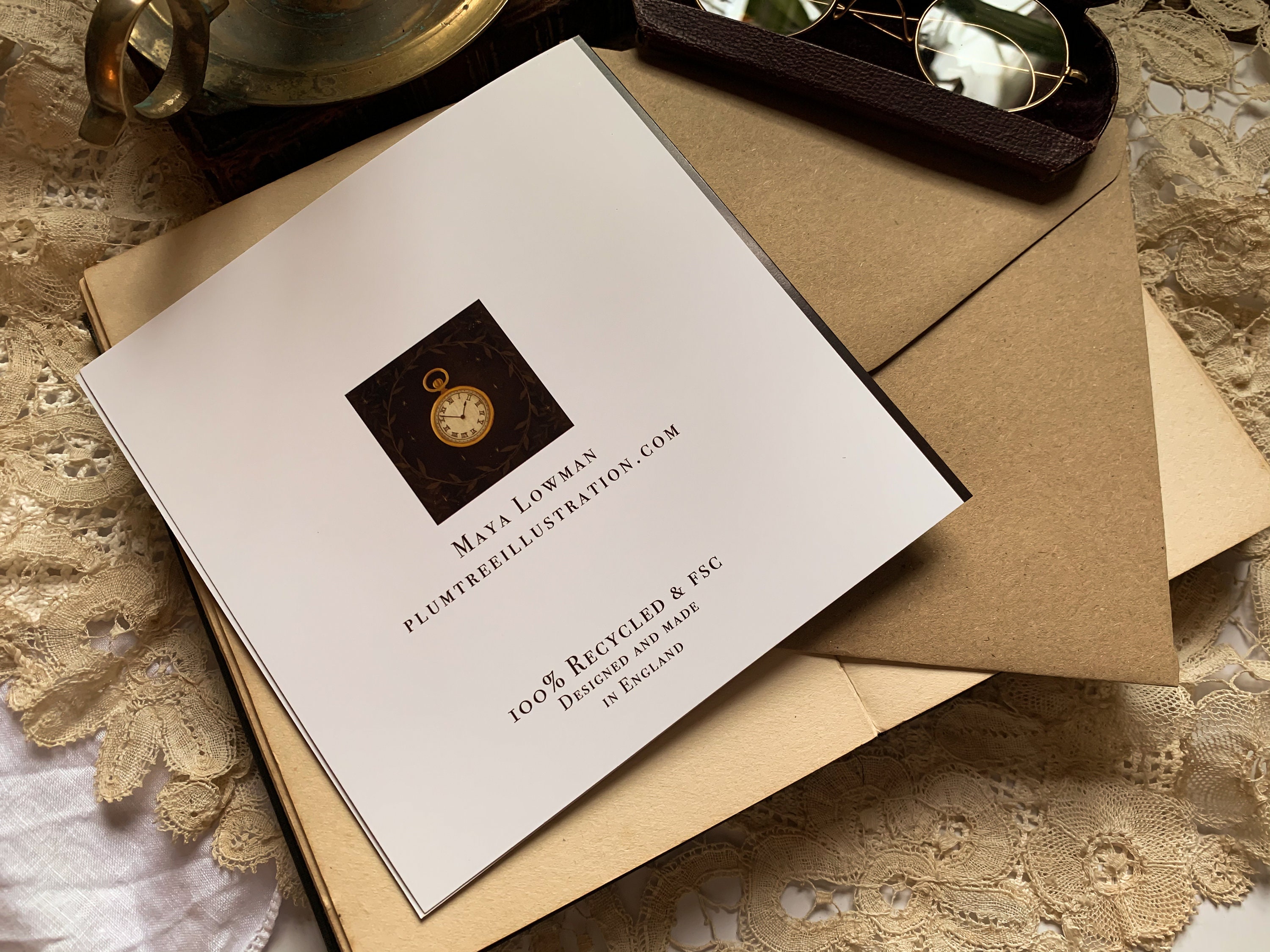 Pocket Watch Greeting Card Blank Card Library Card | Etsy