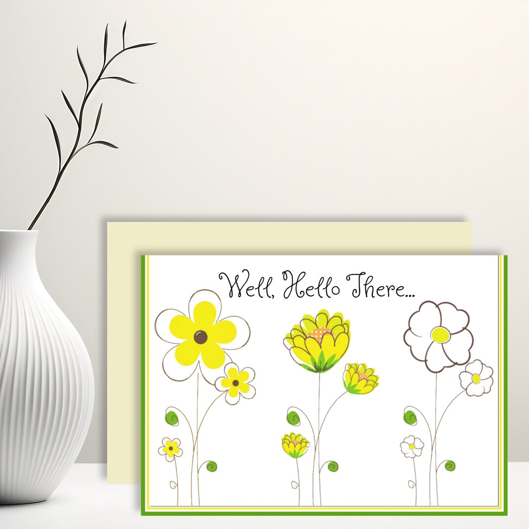 Printable Greeting Card Set, WELL HELLO THERE, Instant Digital Download ...