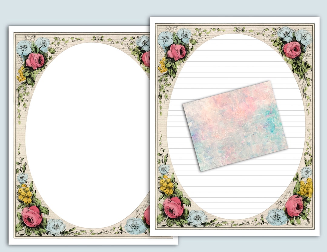 Clearance Vintage ROSE FRAME Printable Stationery Set - Etsy