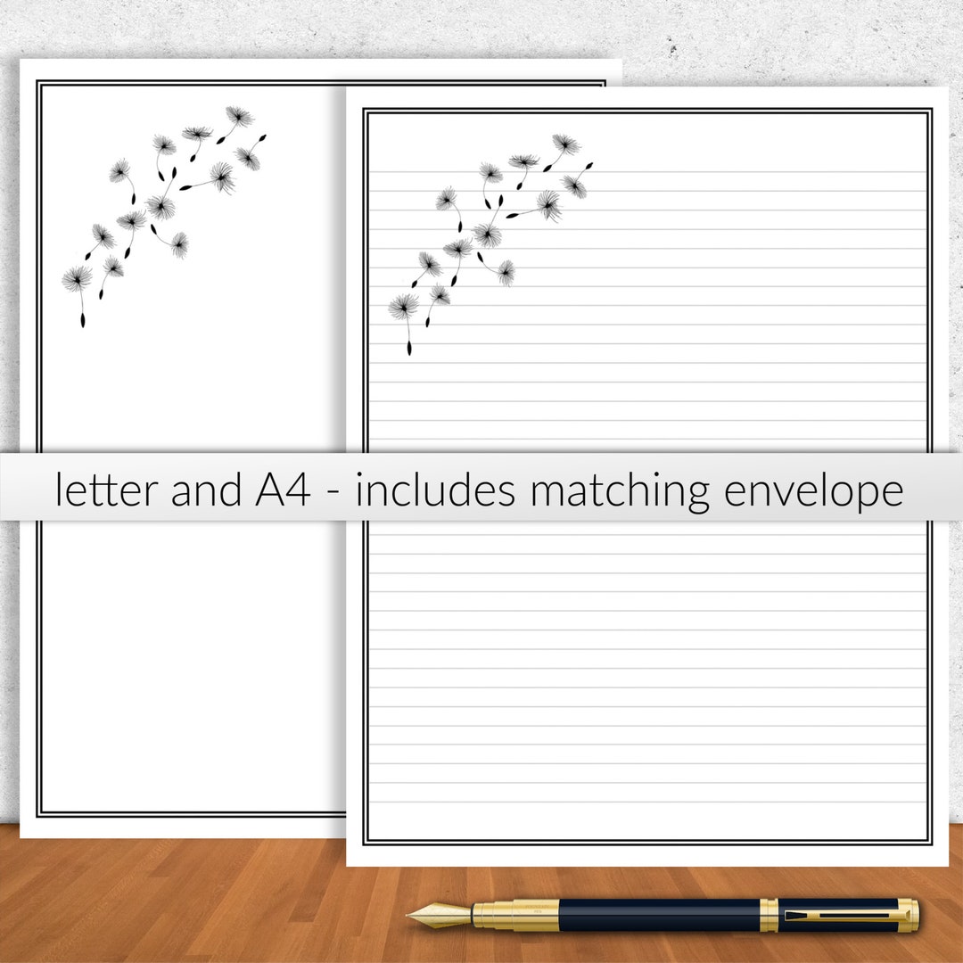 DANDELION SEEDS Printable Stationery Set, Instant Digital Download ...