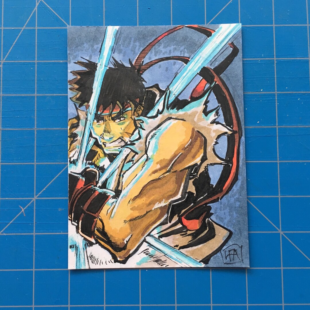 Ryu (street Fighter) Original Sketch Card Inktober 2018 - Etsy