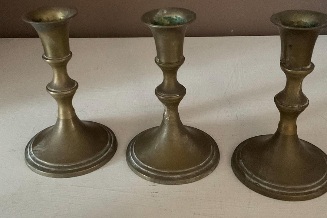 Vintage Brass Small Candlesticks Set of 3 - Etsy