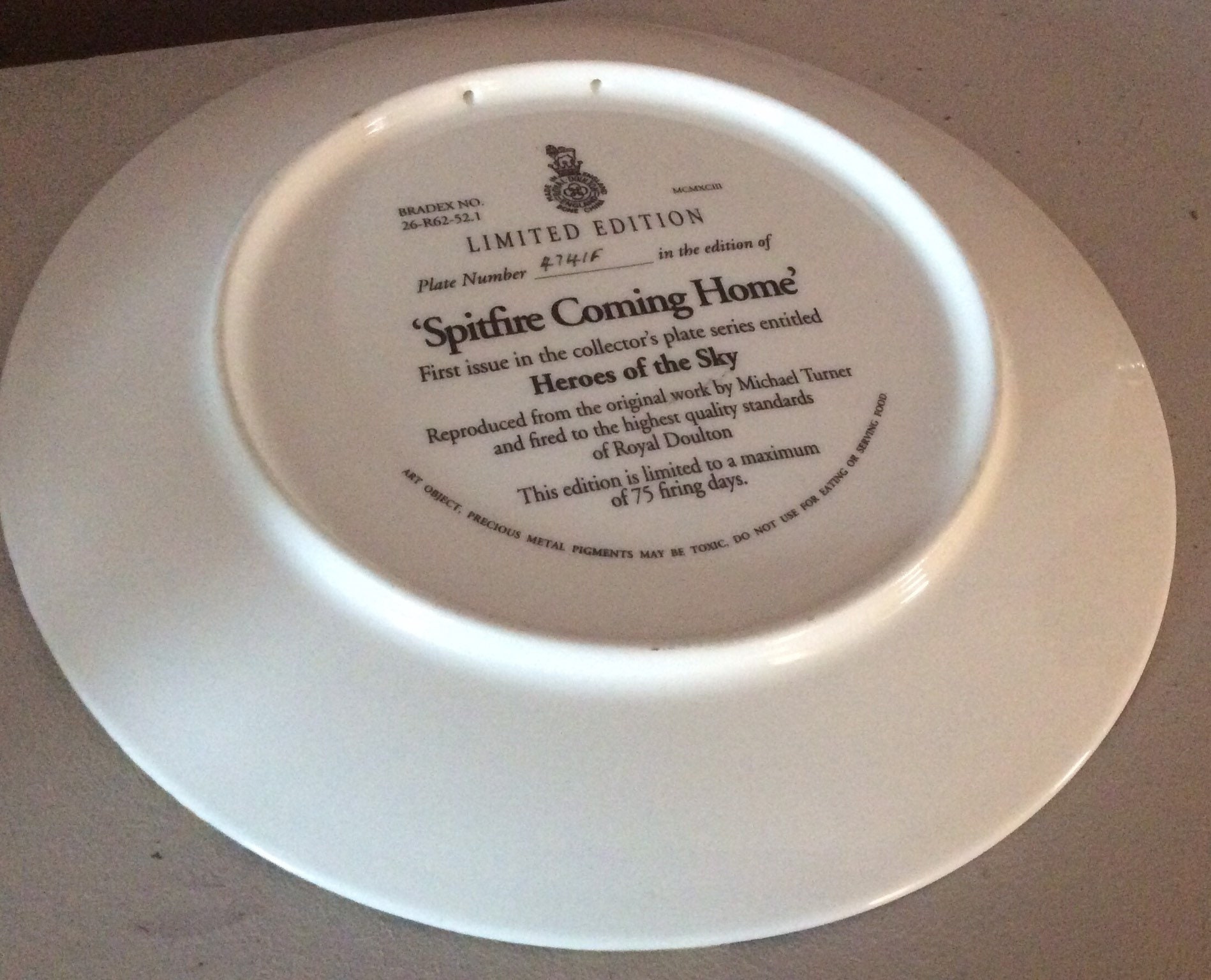 Spitfire Coming Home Plate Limited Edition byRoyal Doulton - Etsy 日本