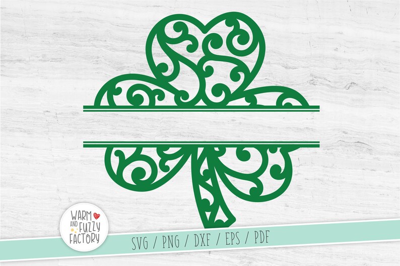Split Swirly Shamrock SVG, Split Swirly Clover Svg, St. Patrick's Day ...