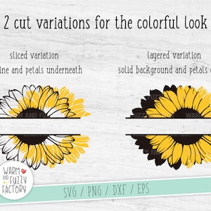 Split Sunflower Svg Cut File for Cricut Silhouette, Split Flower ...
