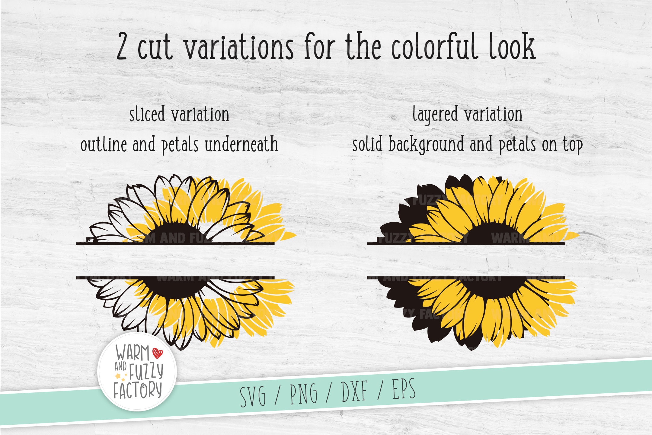 Split Sunflower Svg Cut File for Cricut Silhouette Split - Etsy