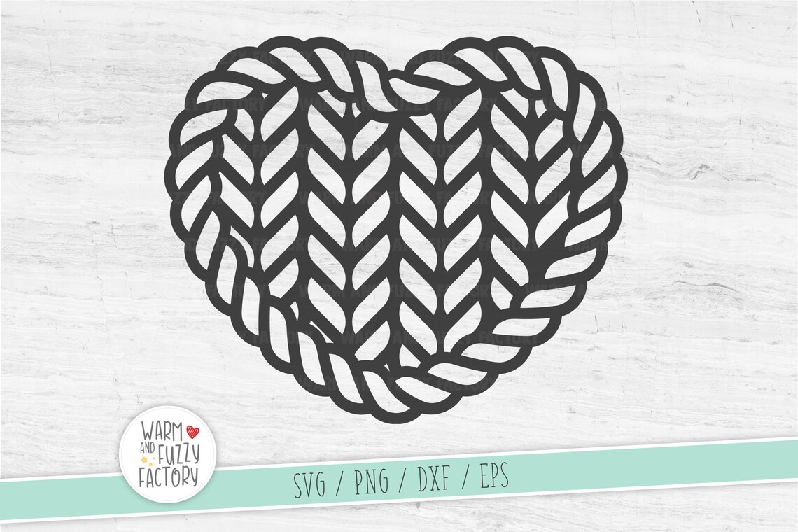 Knit Heart Svg Cut File for Cricut Silhouette, Crochet SVG DXF, Knit ...