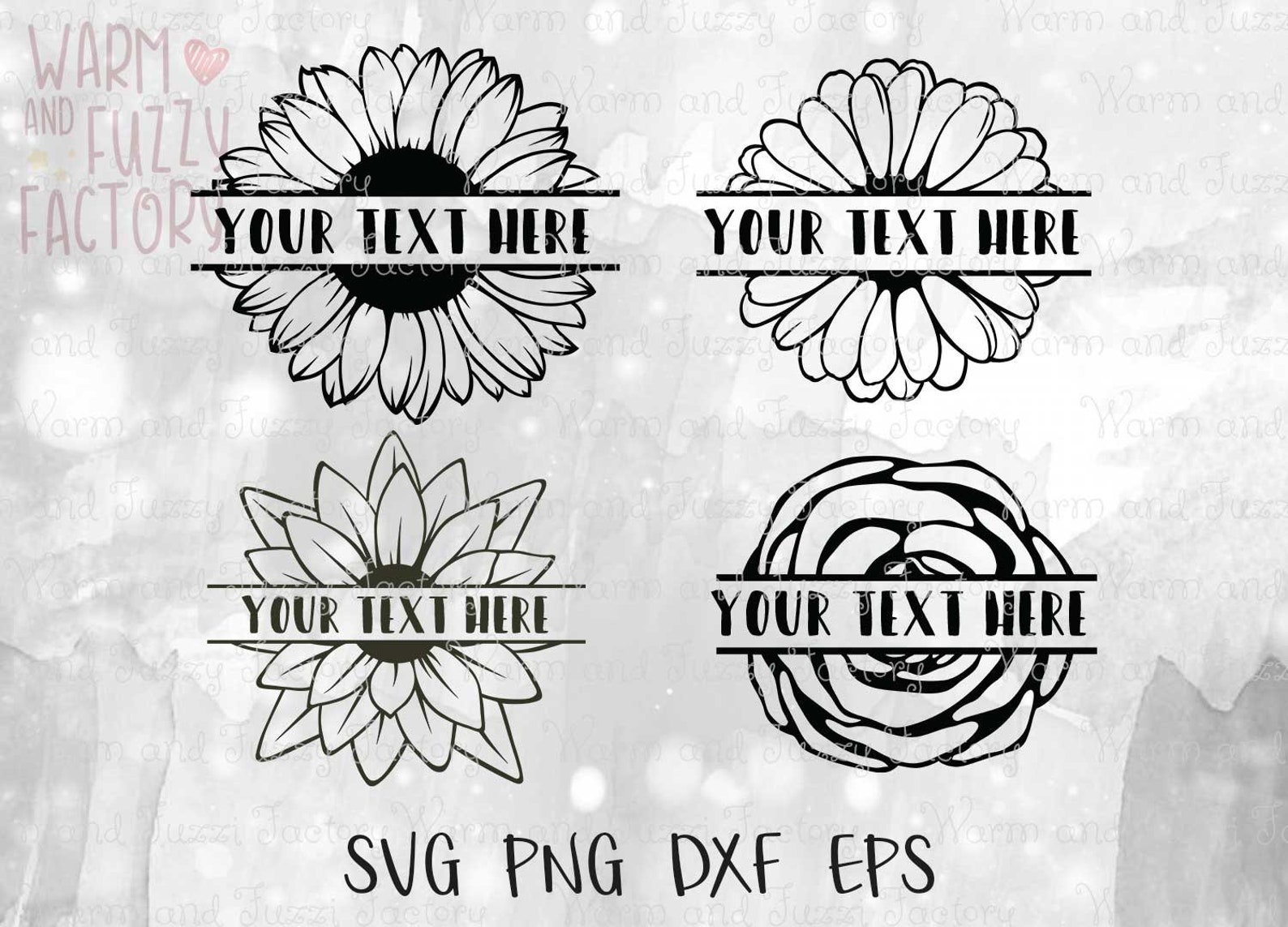Split Monogram Flowers Svg Bundle Cut Files for Cricut - Etsy