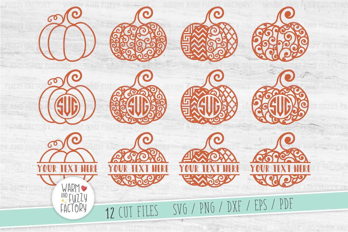 Pumpkin Monogram SVG Bundle Pumpkin Svg Split Pumpkin - Etsy