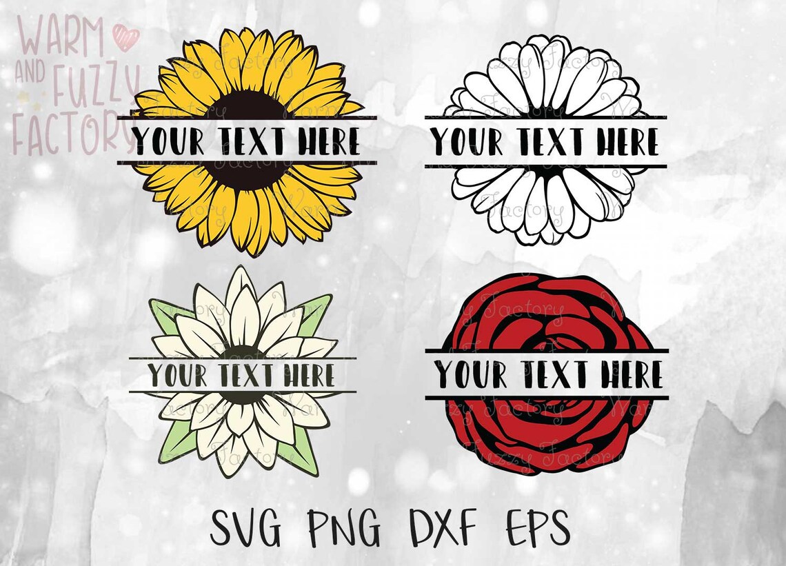 Split Monogram Flowers Svg Bundle Cut Files for Cricut Silhouette ...