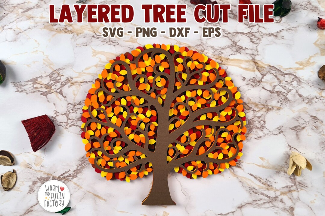 3D Fall Tree SVG, Layered Tree SVG, Fall SVG, Tree Svg Cut File for ...