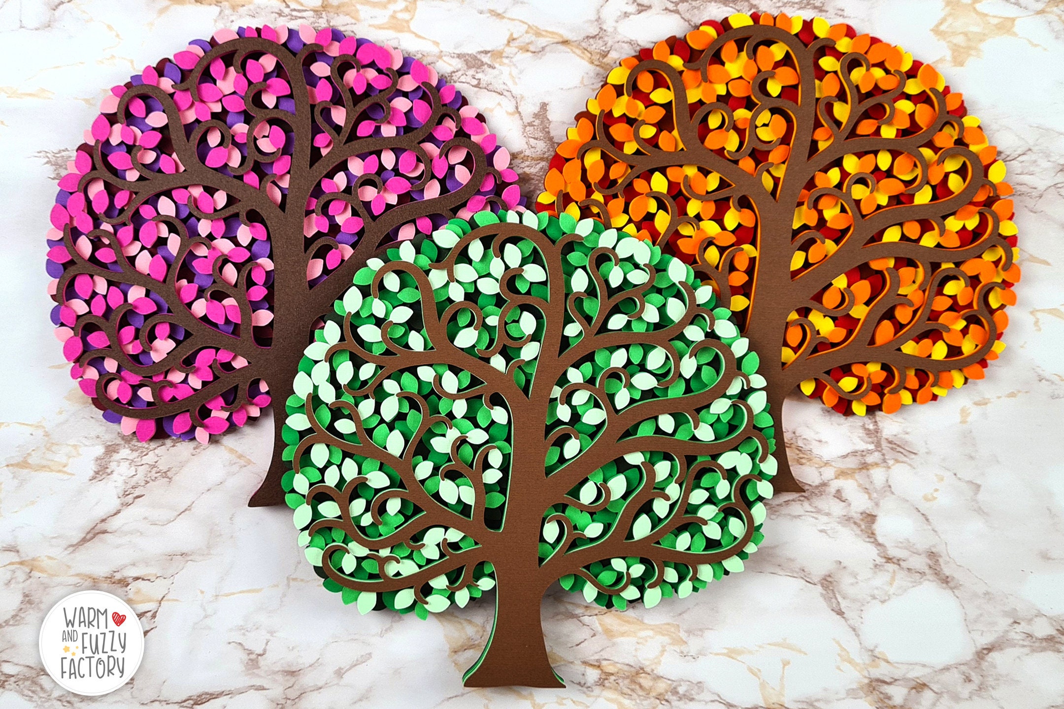 3D Fall Tree SVG Layered Tree SVG Fall SVG Tree Svg Cut | Etsy