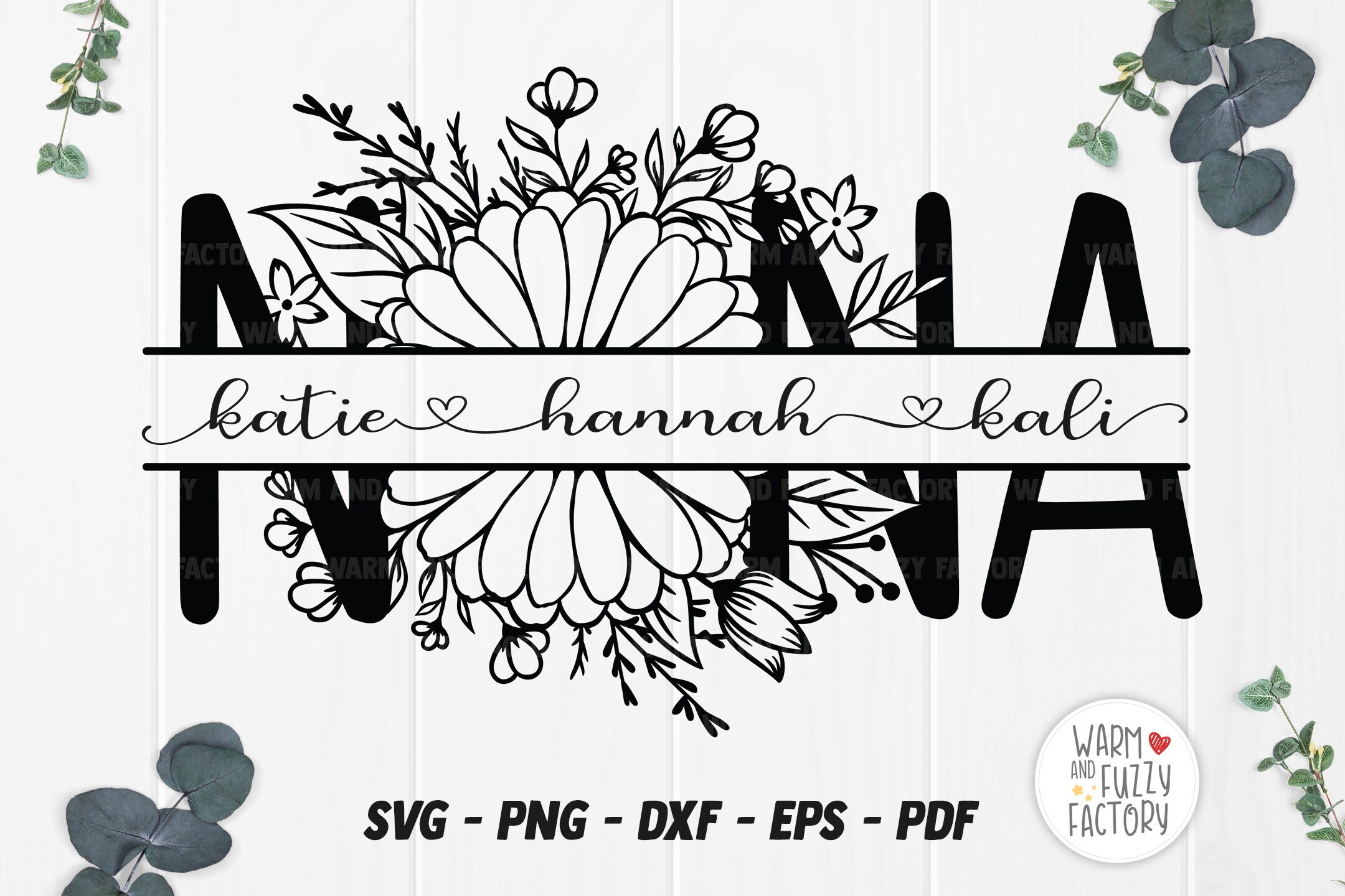 Split Nana SVG, Nana Monogram Svg, Nana With Names SVG, Nana Svg ...