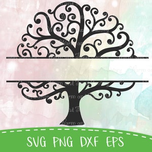 Split Monogram Family Tree Svg, Tree Svg, Family Tree Svg, Split Tree ...