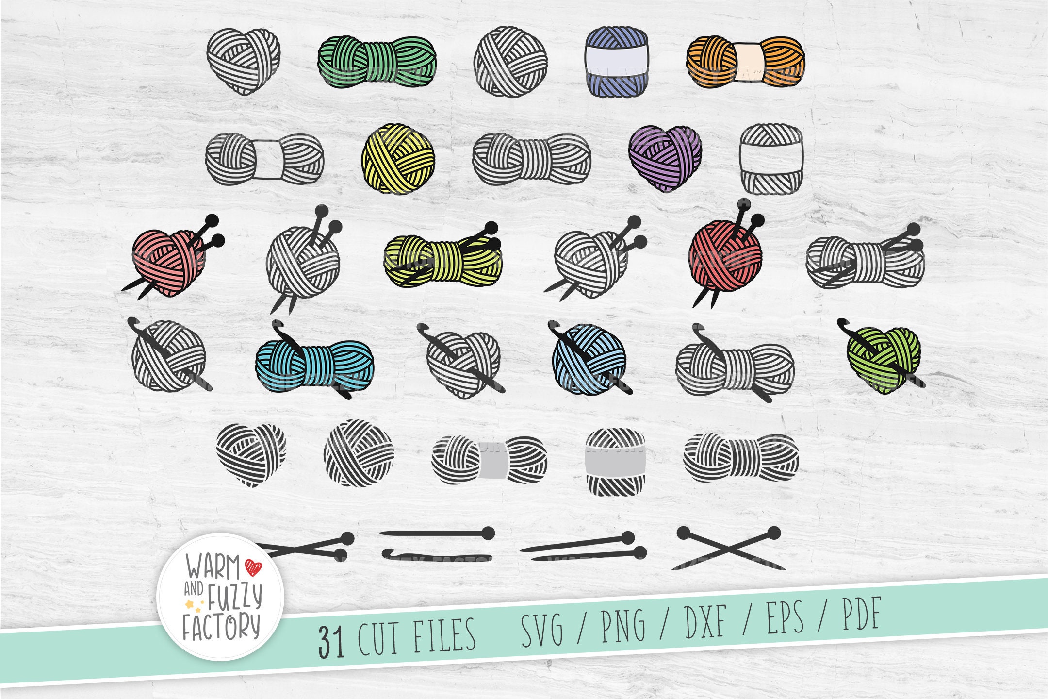 Knitting Svg Crochet Svg Yarn Svg Cut Files for Cricut - Etsy