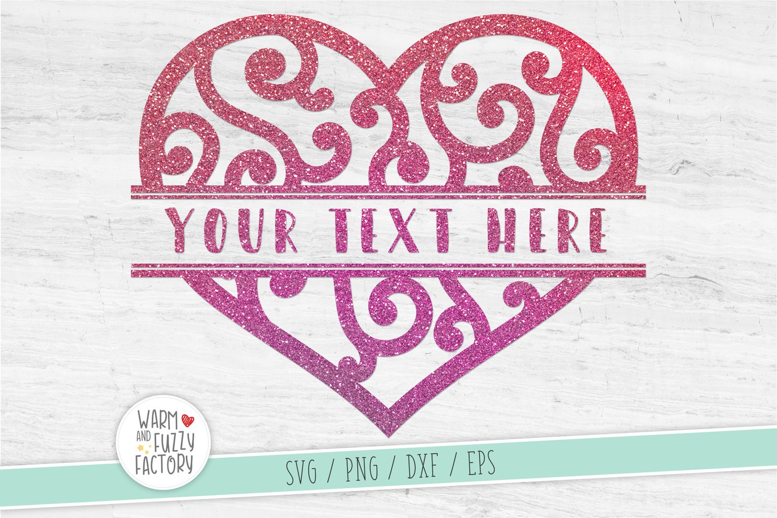 Split Swirly Heart Svg Cut File for Cricut Silhouette, Split Heart With ...