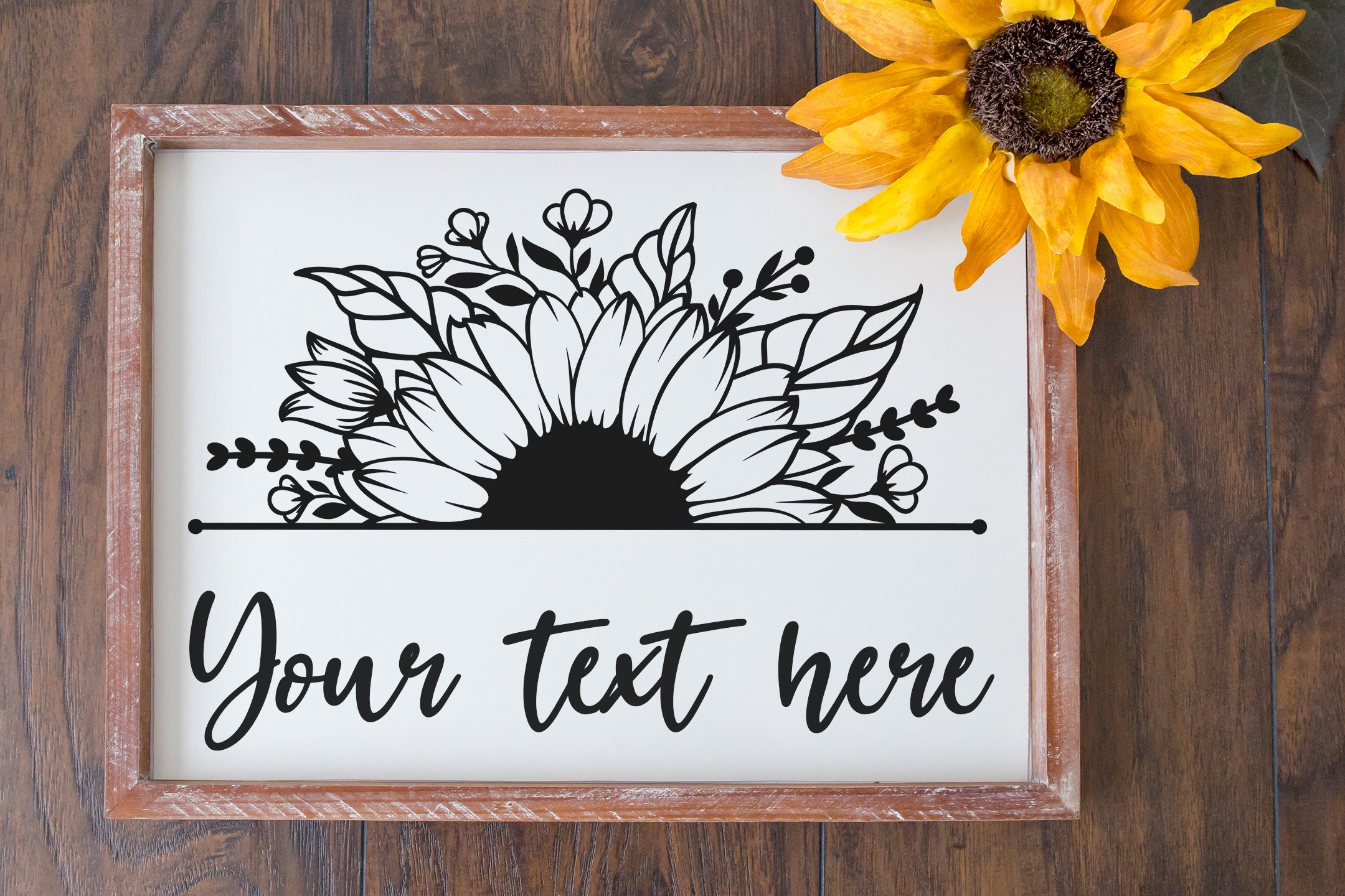 Half Sunflower SVG, Sunflower Border SVG, Split Sunflower Svg ...