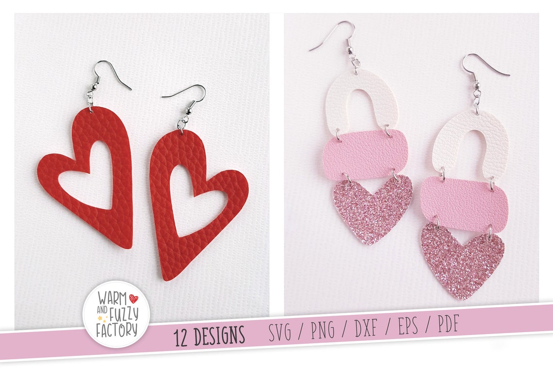 Heart earring svg Valentine earring svg cut files for Cricut | Etsy