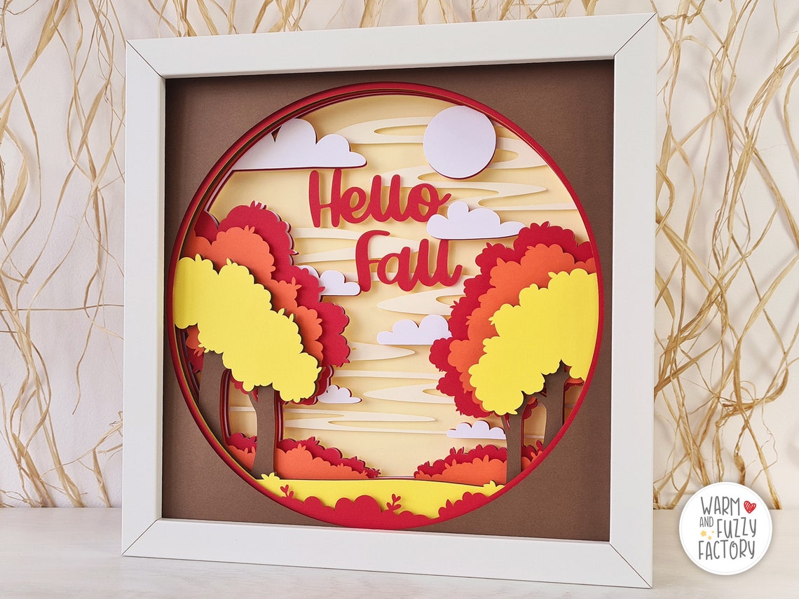 3D Hello Fall SVG, Fall Shadow Box SVG, Fall Layered SVG, Fall Svg ...