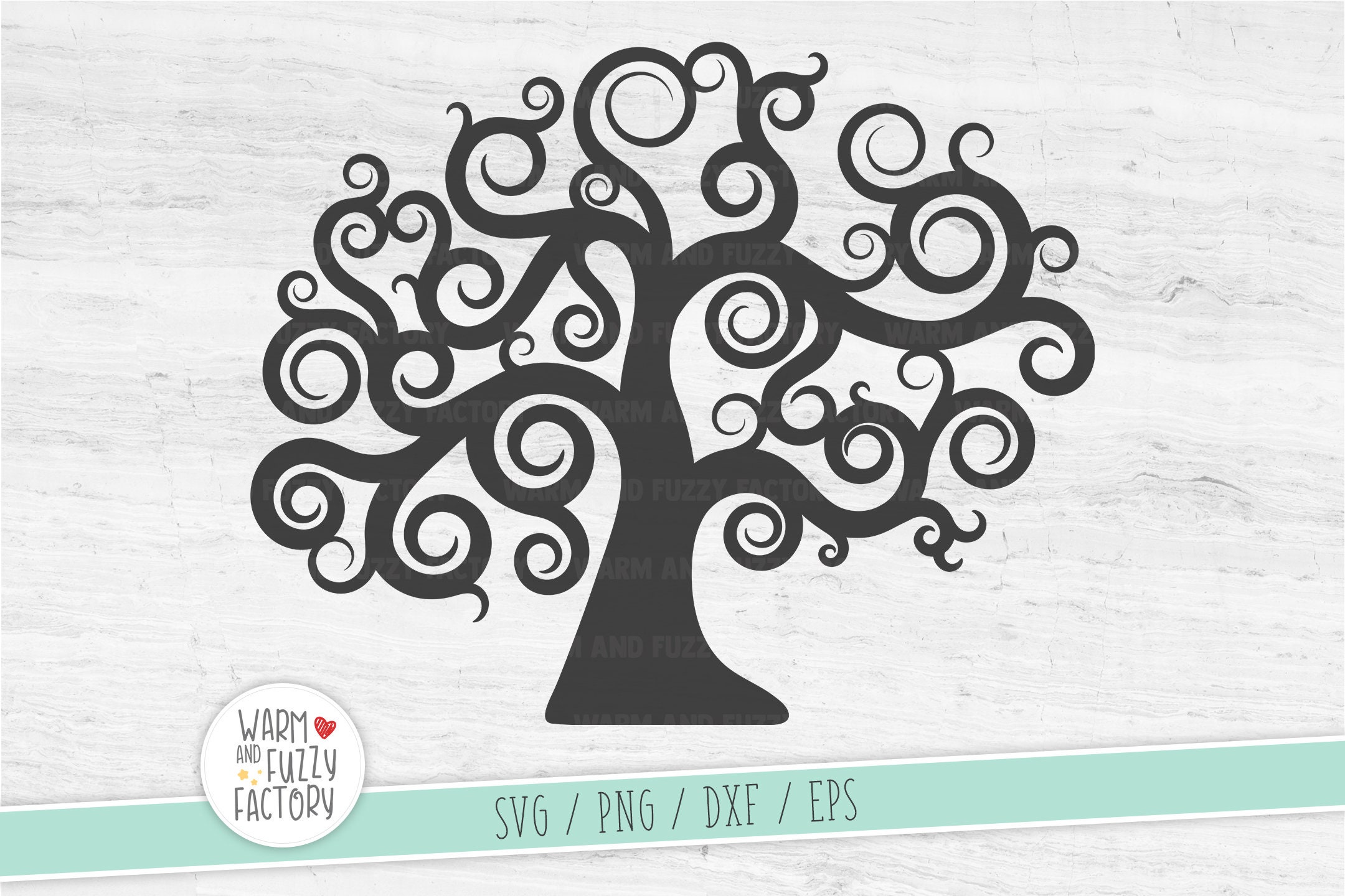 Tree svg Swirly tree svg Tree clipart Tree silhouette svg | Etsy