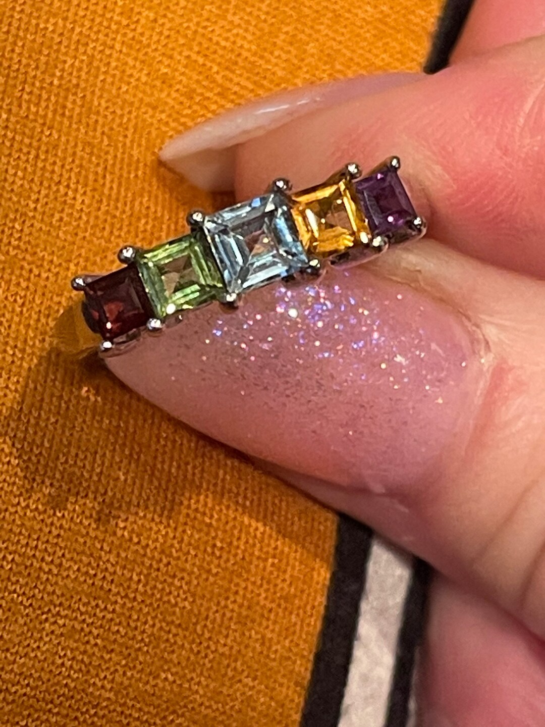 Rainbow of Gemstones Ring - Etsy