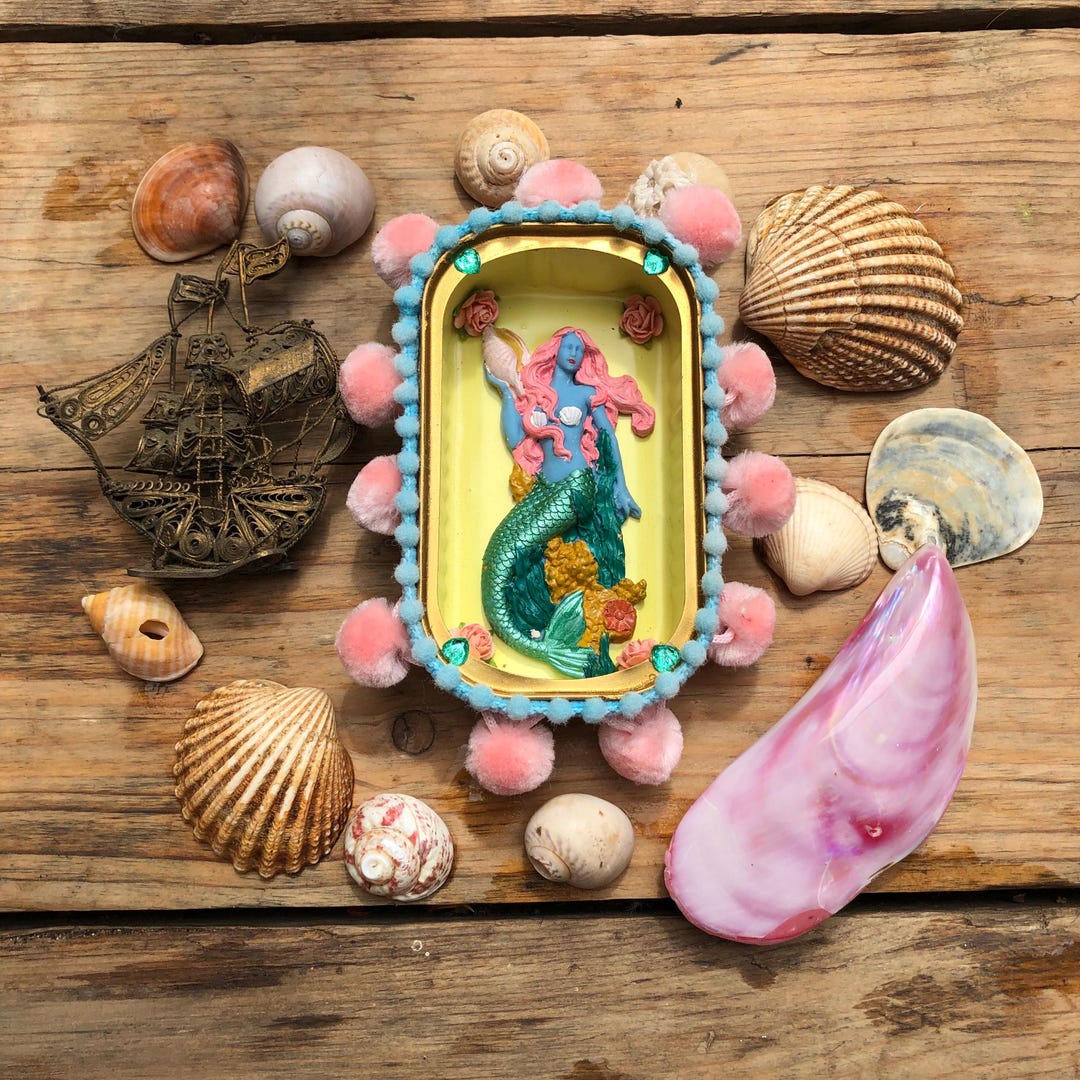 Mermaid Recycled Sardine Tin Shrine, Wild Swimming Swimmer Gift, Mother ...