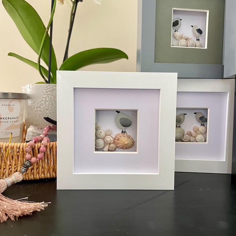 Mini Pebble Seagull Art | Cornish Shore Seascape | 4x4 Inch Beach Frame ...