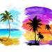 Summer Palm Tree, Watercolor, Sublimation, Clipart, Landscape, Sunset ...