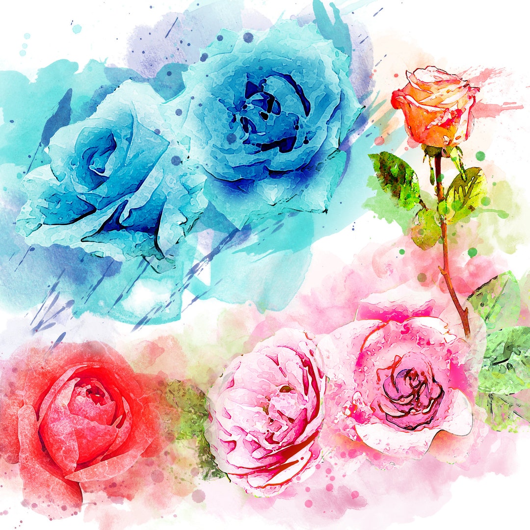 Roses Watercolor Clipart, Flowers, Artistic - Etsy