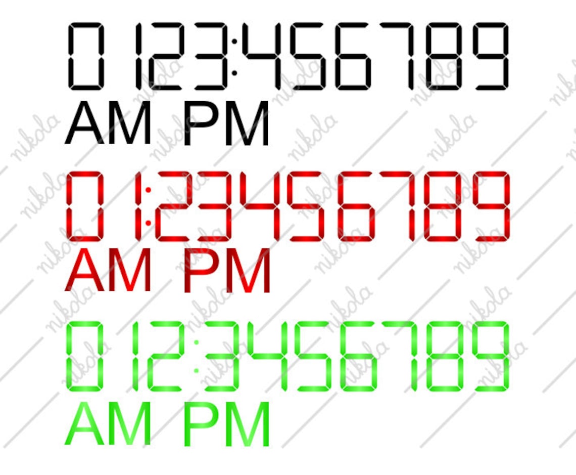 Digital Clock Numbers SVG Clipart - Etsy Canada