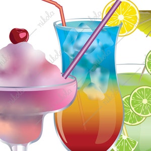 Cocktail Clipart, Beverages, Alcohol, Tropical, Fruit, Summer Drinks - Etsy